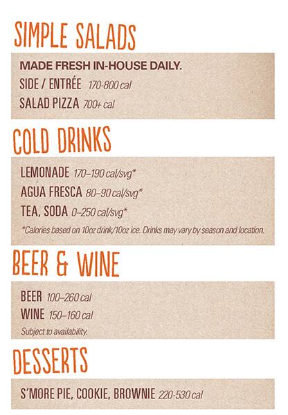 Menu at Blaze Pizza restaurant, San Francisco, 20th Ave