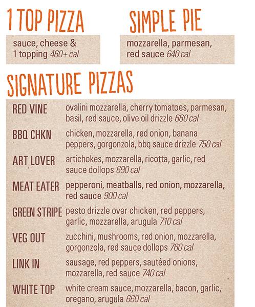 Menu at Blaze Pizza restaurant, San Francisco, 20th Ave