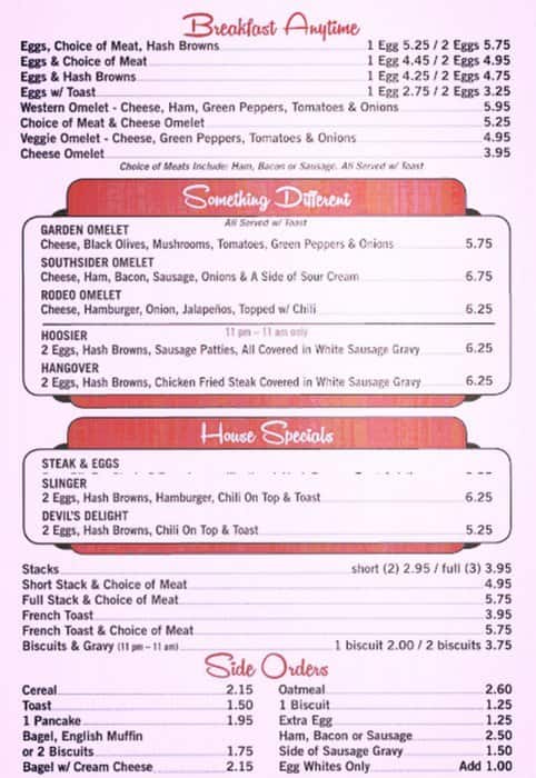 Menu at Courtesy Diner restaurant, St. Louis, Hampton Ave