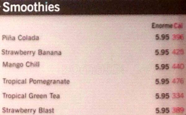 Menu at E Bar, Santa Clara