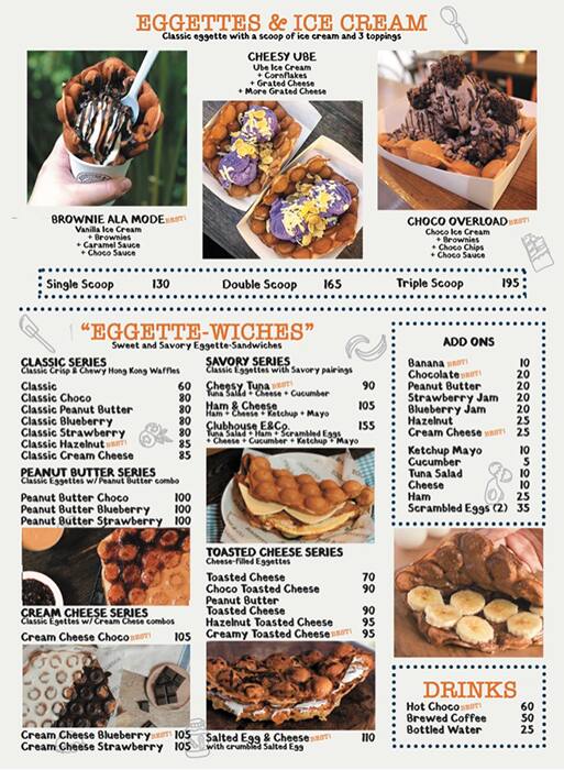 Menu at Eggetes & Co. cafe, Makati, Greenbelt Dr