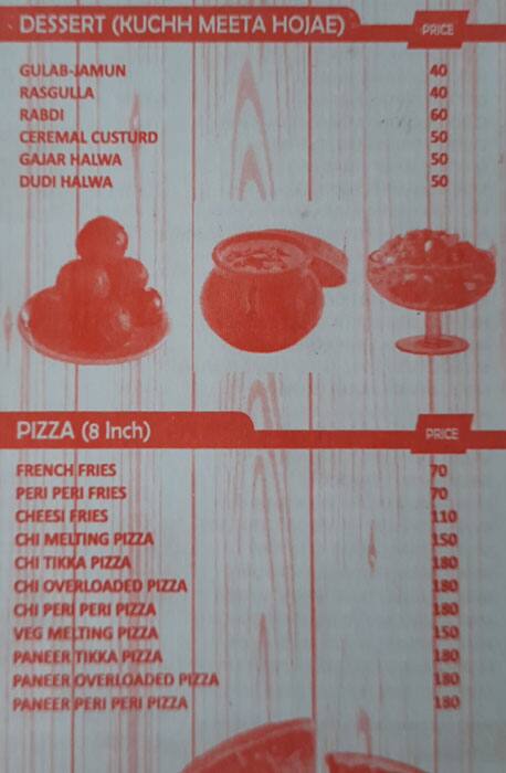 Menu at Shah Bakery, Mumbai