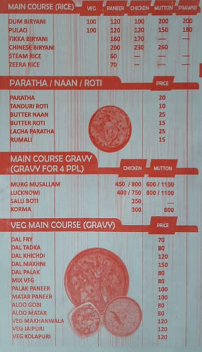 Menu at Shah Bakery, Mumbai