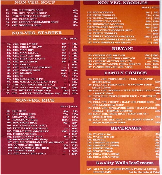 Menu of Food Express NX, Kurla, Mumbai
