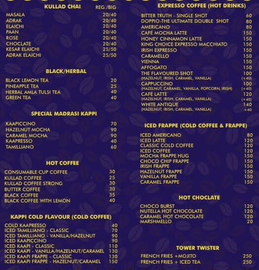 Menu of Coffee Bae Social, Kandivali West, Mumbai