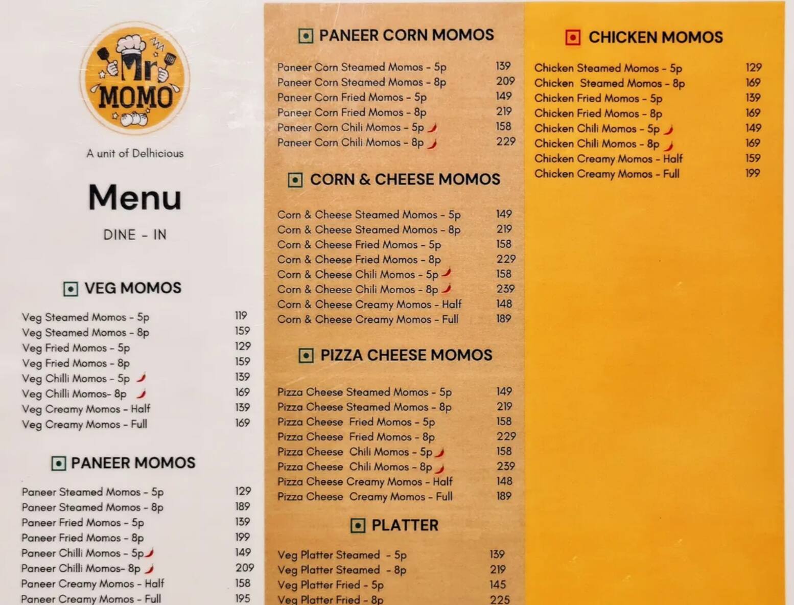 Menu of Delhicious, Koramangala 4th Block, Bangalore
