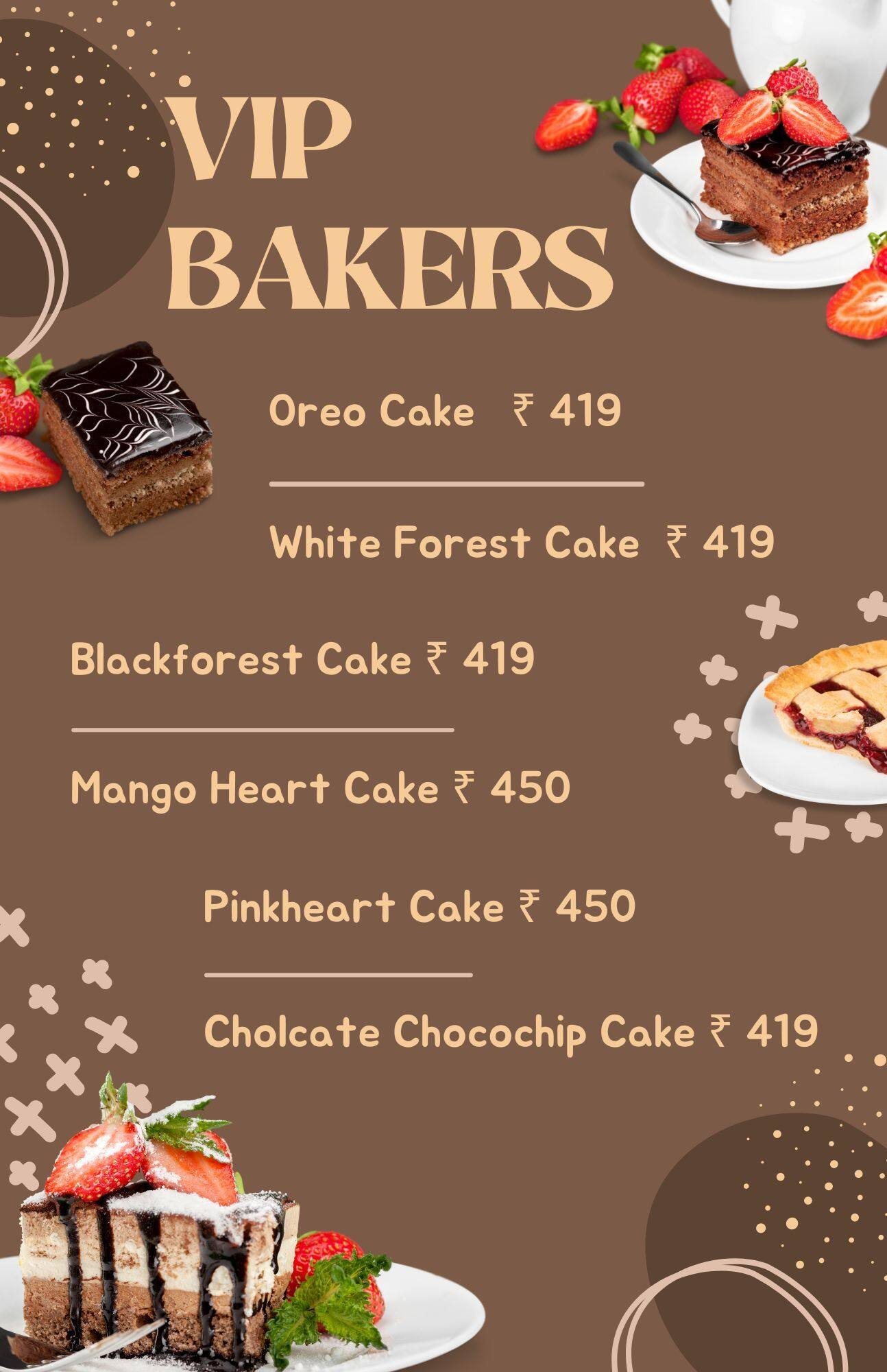 Menu of VIP Bakers, VIP Road, Zirakpur
