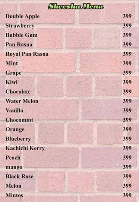 Menu at Cafe Gola, New Delhi