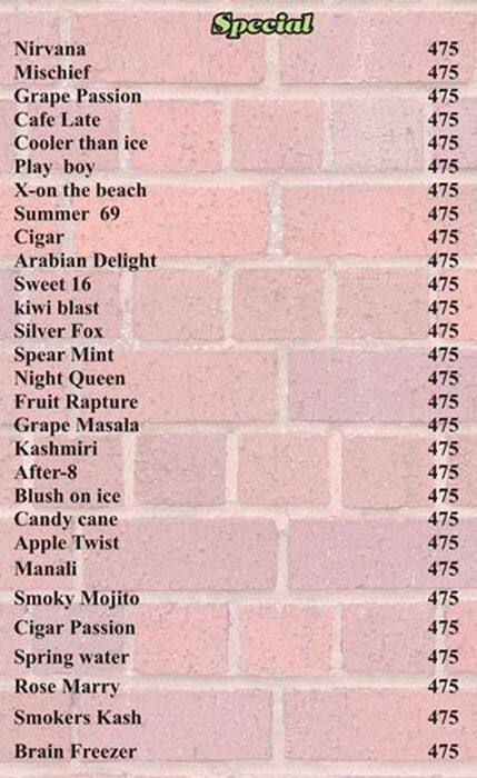 Menu at Cafe Gola, New Delhi