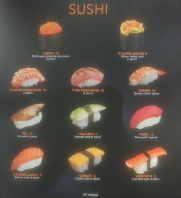 Menu at Sushi Counter restaurant, Abu Dhabi, Al Bandar