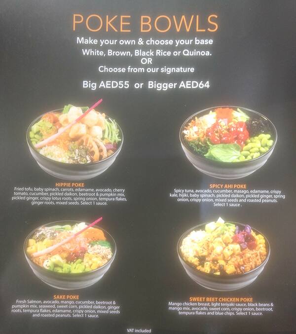 Menu at Sushi Counter restaurant, Abu Dhabi, Al Bandar