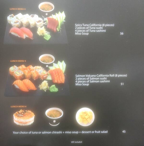 Menu at Sushi Counter restaurant, Abu Dhabi, Al Bandar