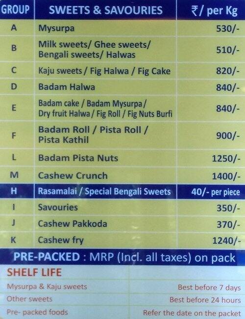 Sri Krishna Sweets Menu, Menu for Sri Krishna Sweets, Basavanagudi ...