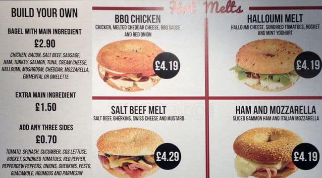 Menu at Bagel Factory London Bridge restaurant, London