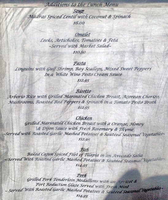 Menu at Cafe La Gaffe, Toronto