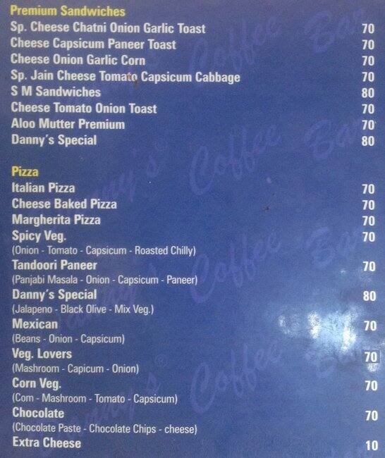 Dannys Coffee Bar Menu, Menu for Dannys Coffee Bar, Vastrapur ...
