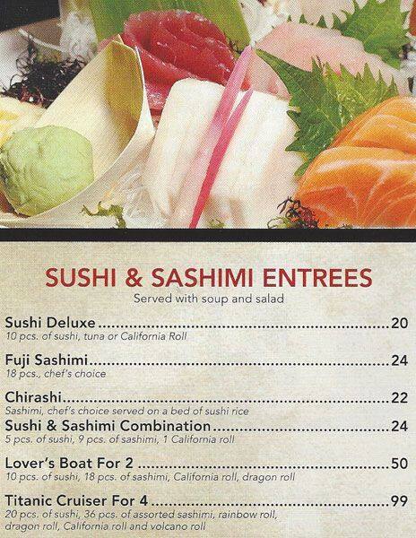 Menu at Mt Fuji Japanese Food & Steak restaurant, Southampton