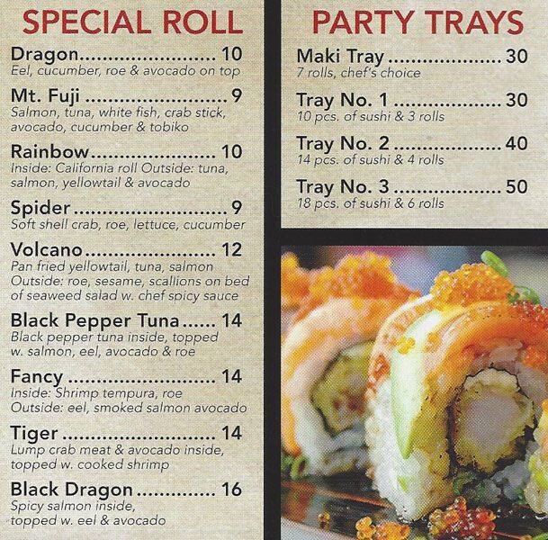 Menu at Mt Fuji Japanese Food & Steak restaurant, Southampton