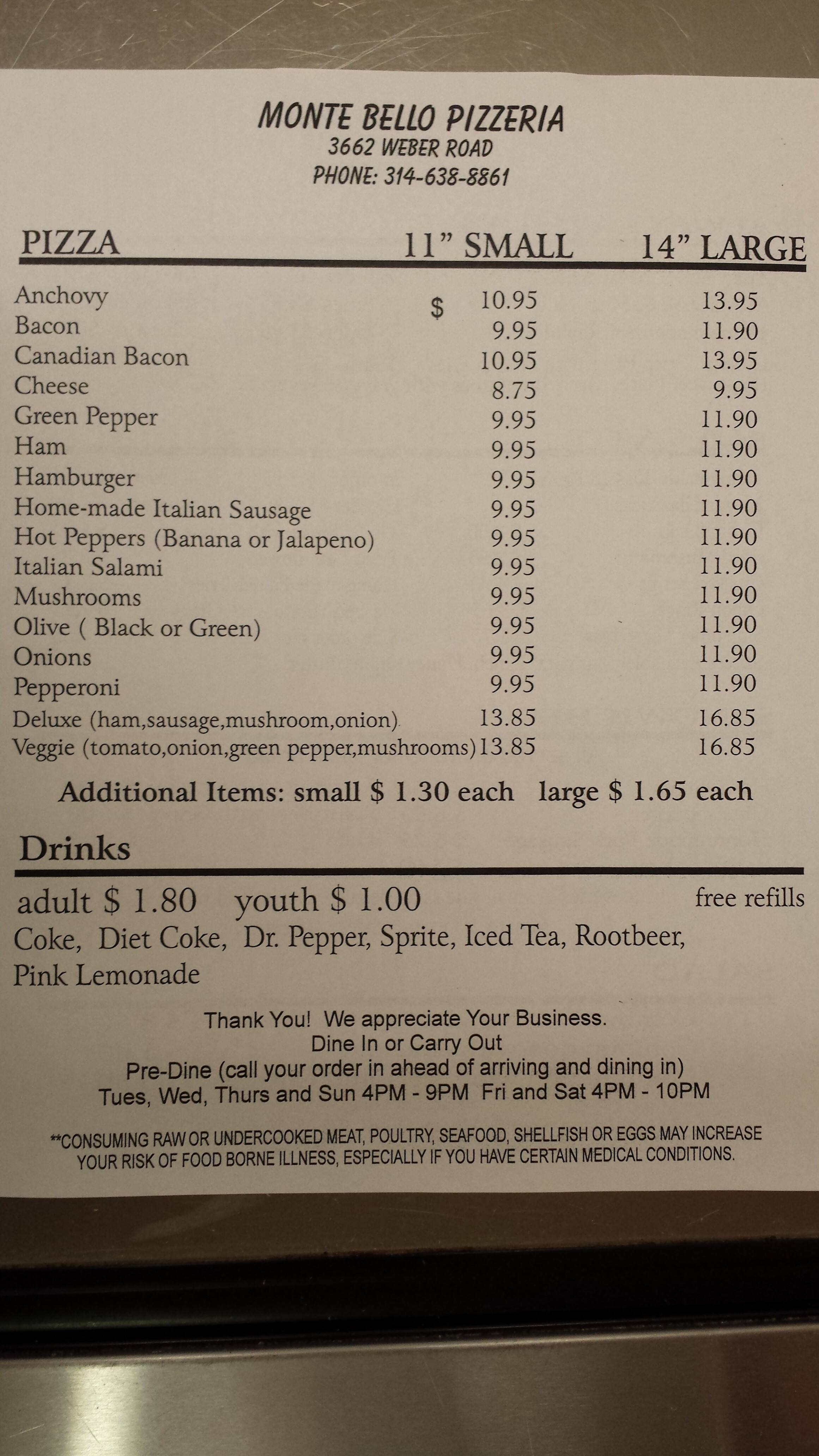 Monte Bello Pizzeria, St Louis, St. Louis - Urbanspoon/Zomato