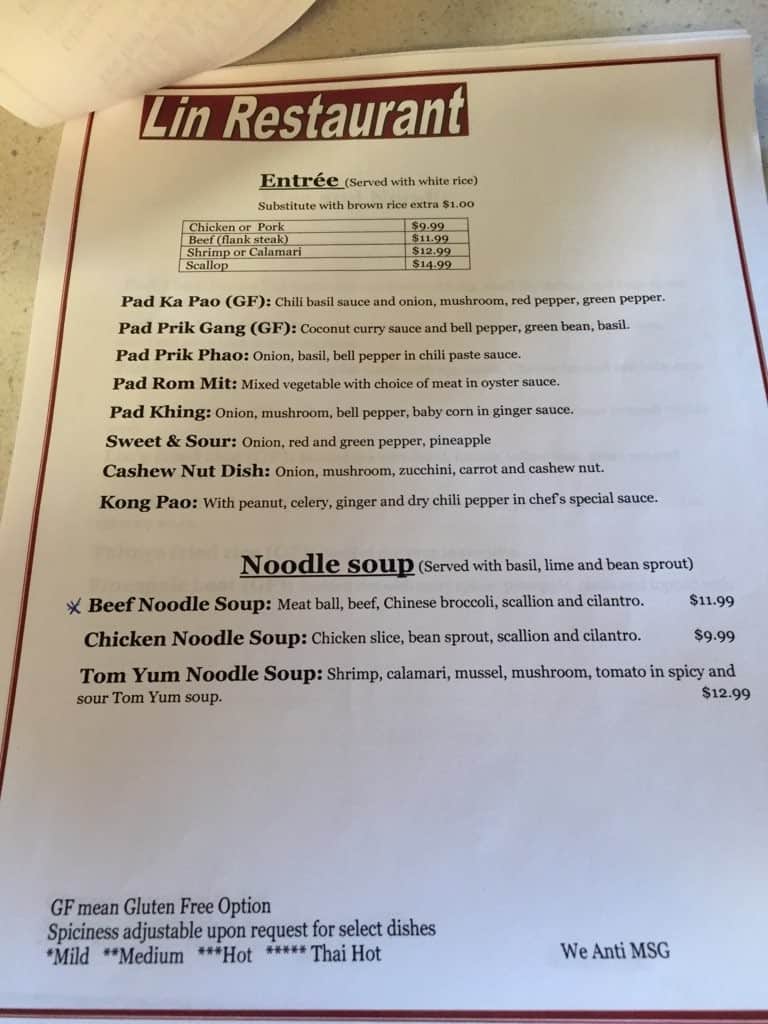 Menu at Lin Restaurant, Buffalo, 927 Tonawanda St