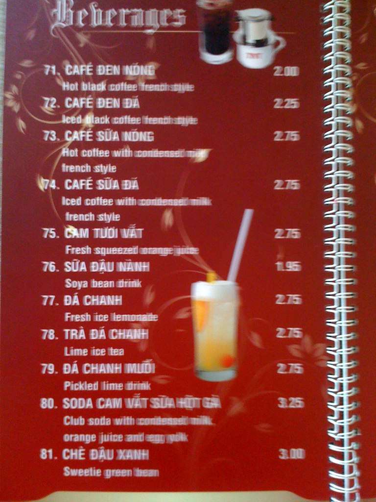 Menu at TNT Vietnamese restaurant, Des Moines