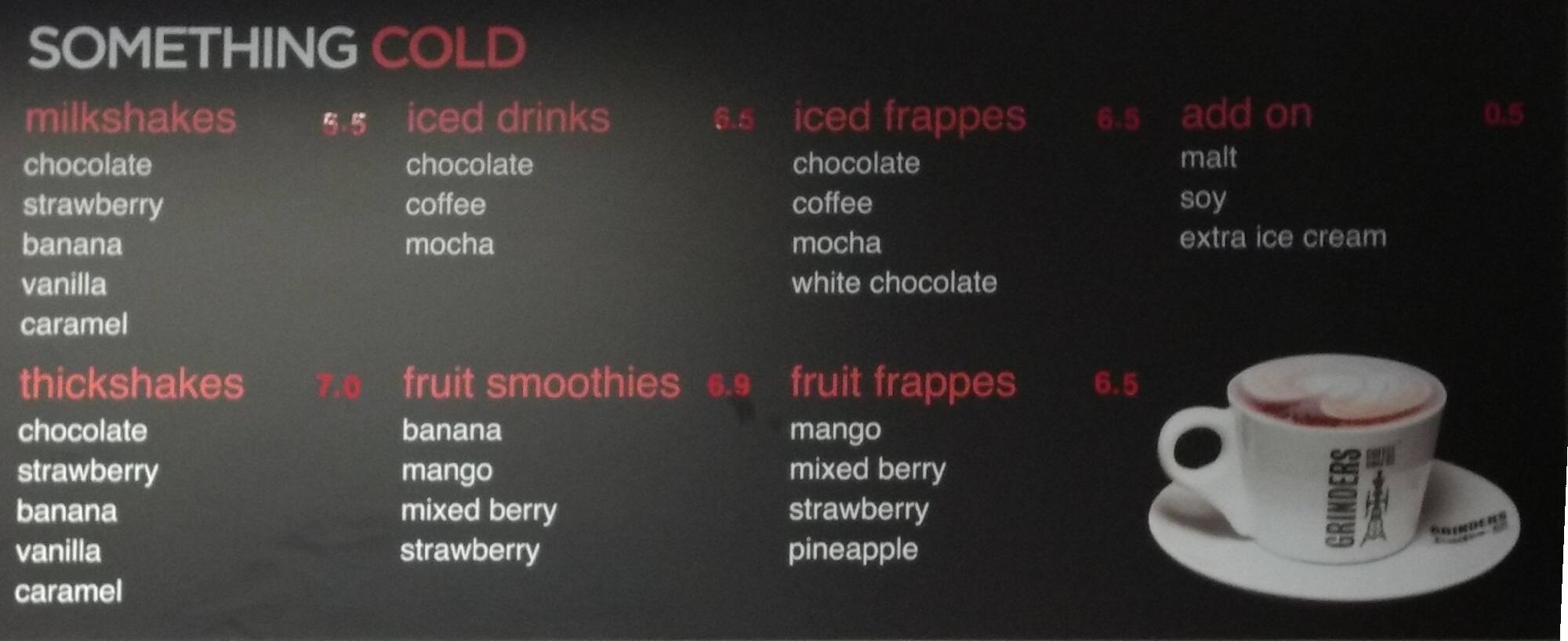 Menu at Vibe Cafe, Blacktown