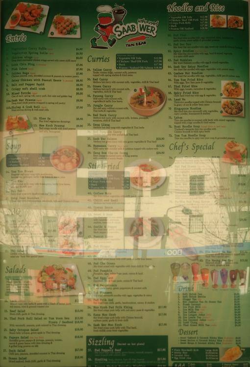Menu at Saab Wer Thai Esan Restaurant, Newtown