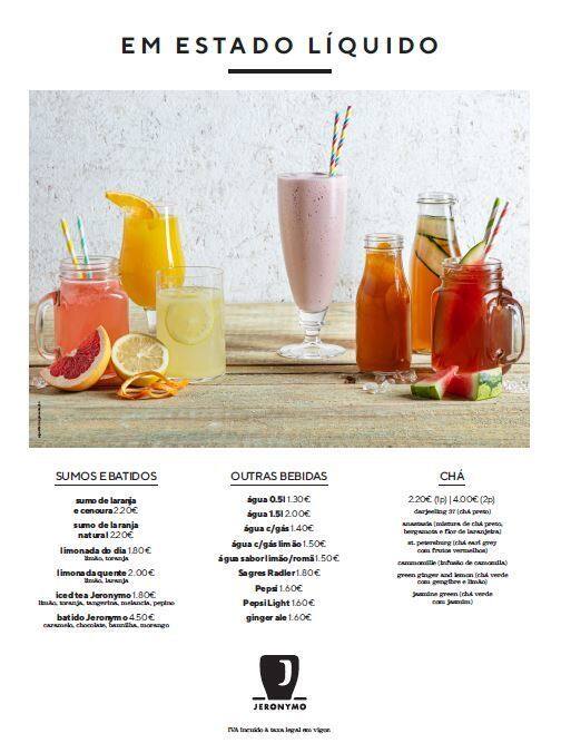 Menu at Jeronymo Café, Porto, R. da Madeira 238