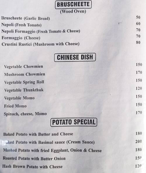 Menu at Om Baba Roof Top Restaurant, Pushkar