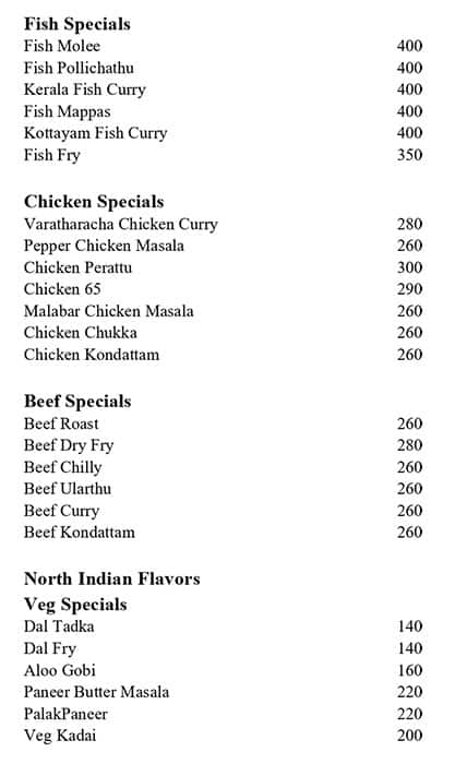 Menu at Ila Multi Cuisine Restaurant, Thiruvananthapuram