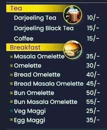 Menu of Darjeeling Cafe, Balewadi, Pune