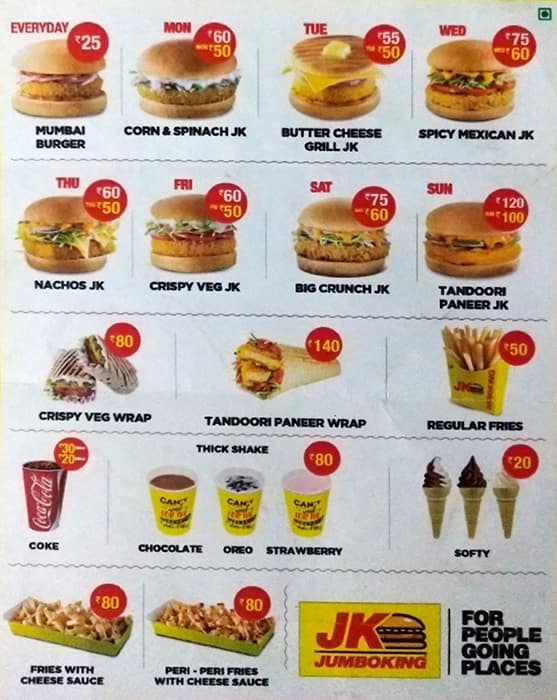 Menu at Jumboking - Indian Burger, Mumbai, 36