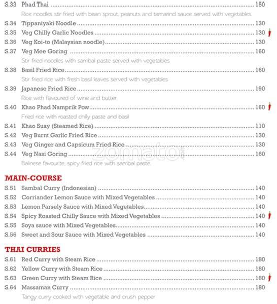 Menu at Sangria Restaurant, Bengaluru