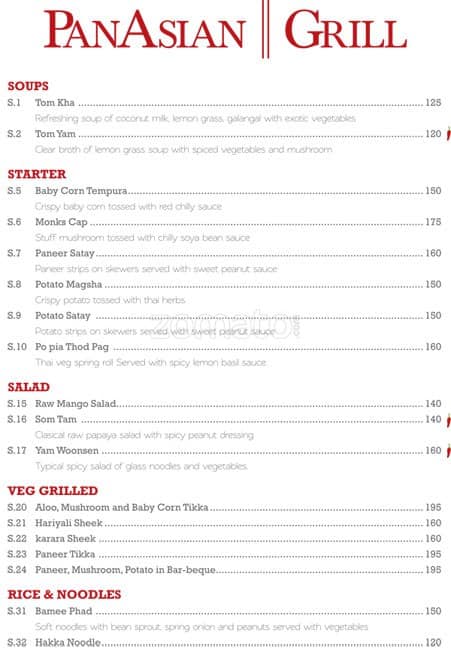 Menu at Sangria Restaurant, Bengaluru