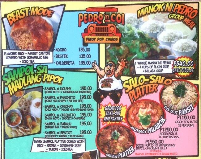 Pedro 'N Coi Menu, Menu for Pedro 'N Coi, Greenhills, San Juan City ...