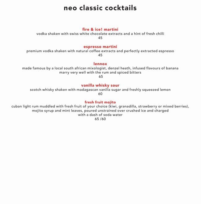 Menu at Protea Hotel Fire & Ice! by Marriott Cape Town Restaurant & Bar ...