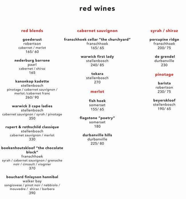 Menu at Protea Hotel Fire & Ice! by Marriott Cape Town Restaurant & Bar ...