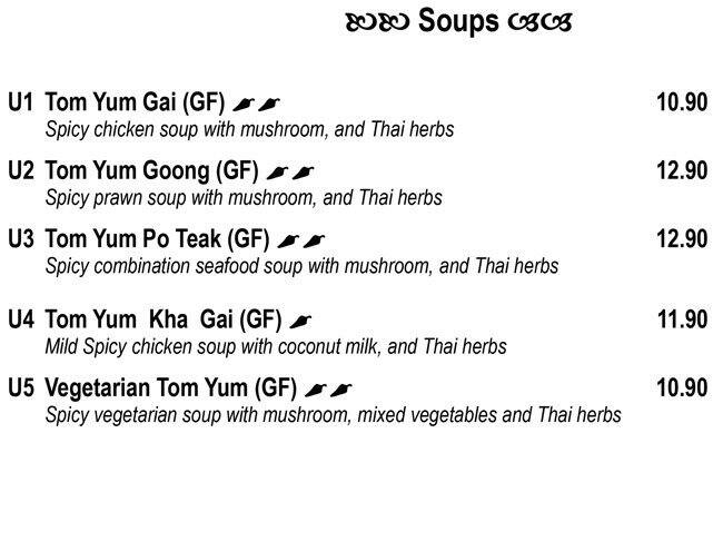 Menu at Phuket Thai Restaurant, Christchurch