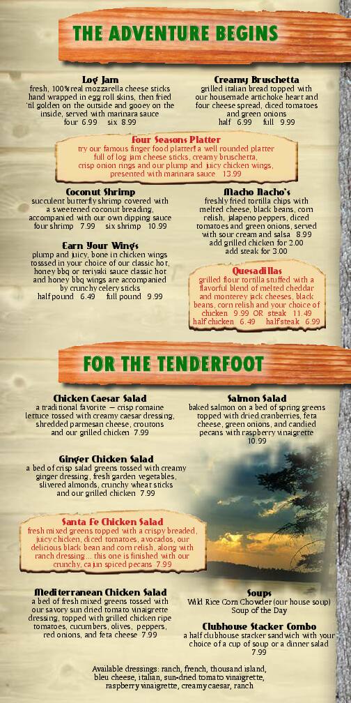 Menu at Adventures Restaurant & Pub Siren, Siren