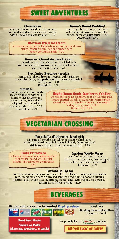 Menu at Adventures Restaurant & Pub Siren, Siren