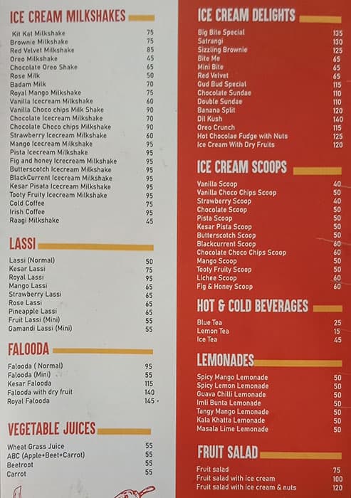 Menu at Big Bite, Bengaluru, 17th Cross Road