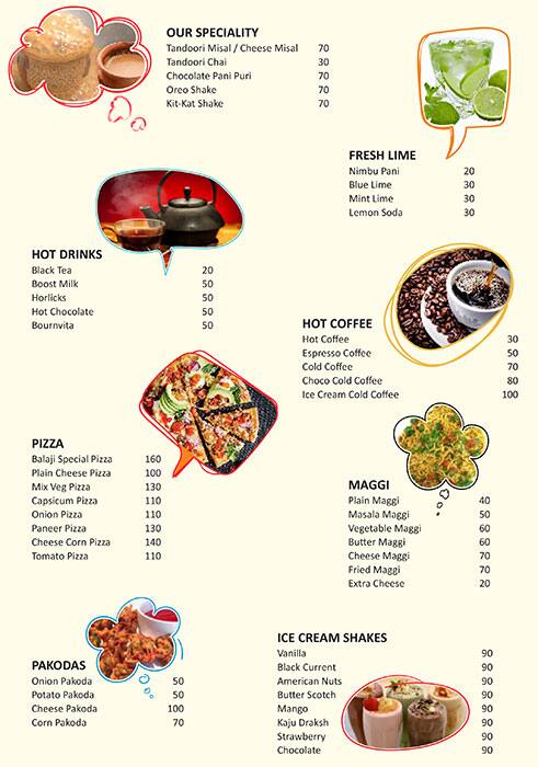 Menu at Balaji Pure Veg, Lonavala, Shop 14