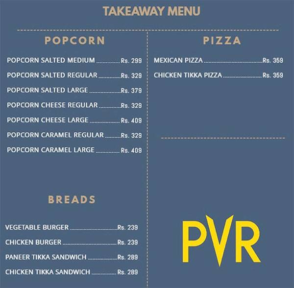Menu at V Café - Meals by PVR, New Delhi, PVR Cinemas