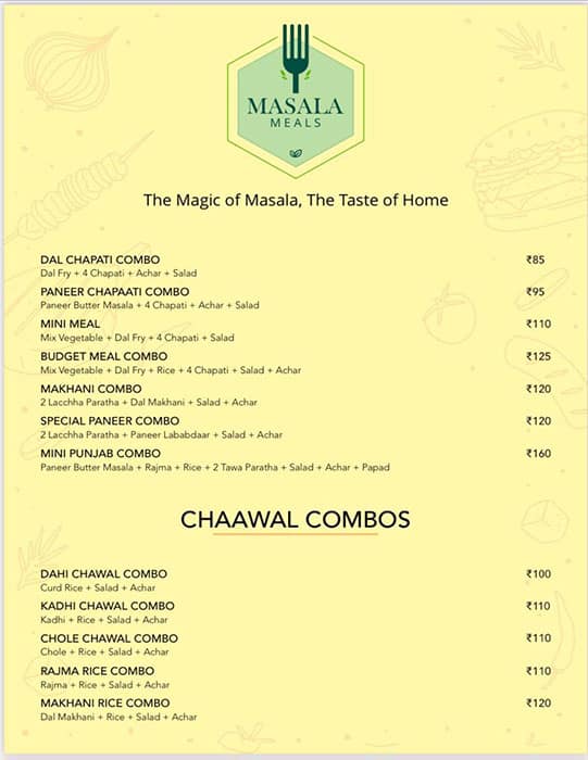 Menu of Masala Meals, Hadapsar, Pune