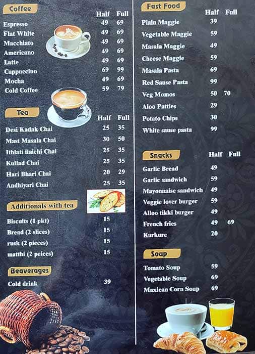 Menu of Devil's Cup Cafe, Sector 37, Faridabad