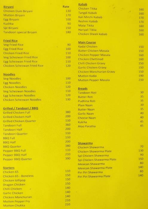 Menu of RK Madras Kitchen, Mambakkam, Chennai