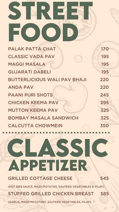 Menu of Intro Cafe And Lounge, Sector 29, Gurgaon