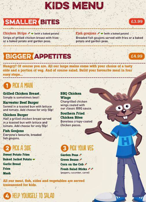 Menu at The Windmill Harvester steakhouse, Bushey, 107 High Rd