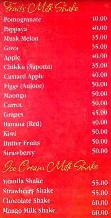 Menu at Abis Juice Boy, Chennai, 100, Kalaignar Karunanidhi Salai