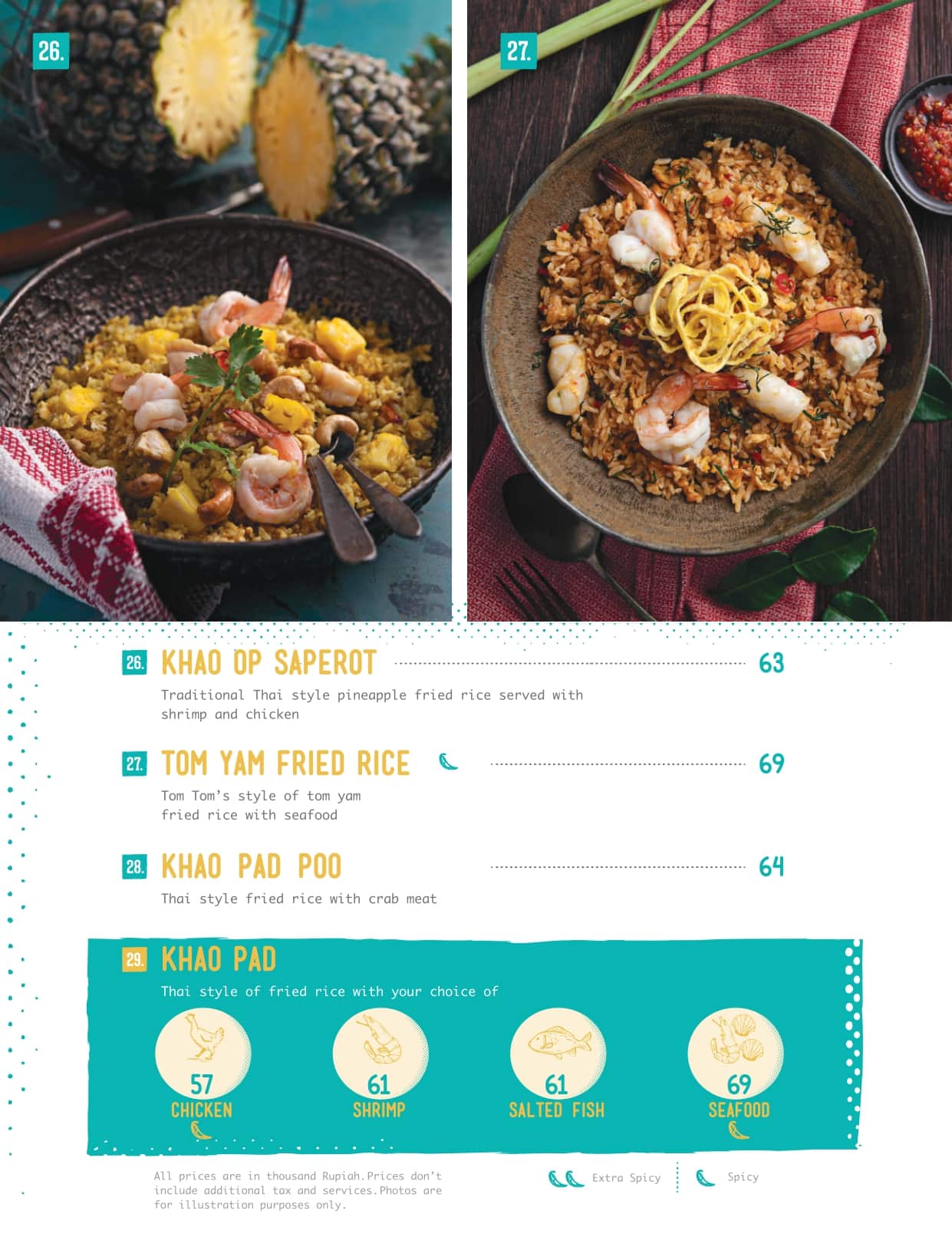 Menu at Tom Tom restaurant, Jakarta
